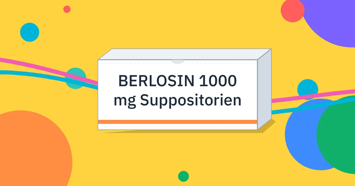 Symbolbild: Packung mit der Aufschrift BERLOSIN 1000 mg Suppositorien (PZN 07210516) – Verfügbarkeit und Bezug in Apotheken in Frankfurt am Main