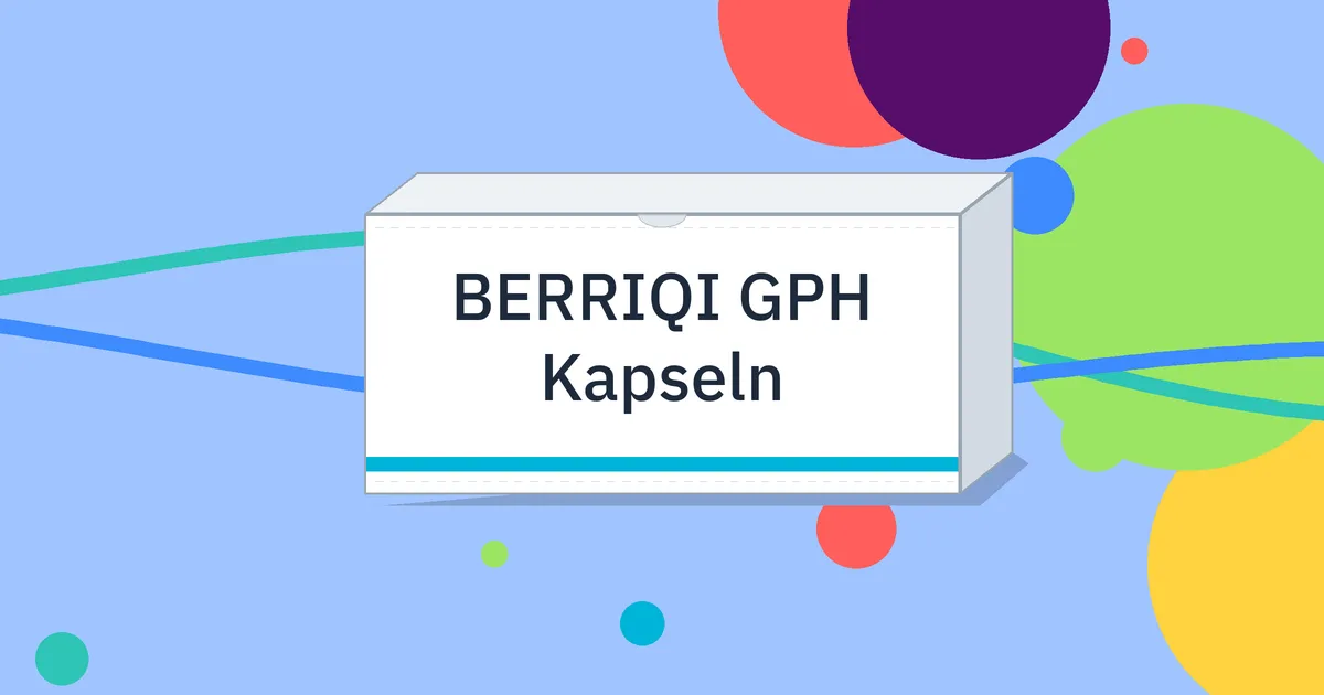 Symbolbild: Packung mit der Aufschrift BERRIQI GPH Kapseln (PZN 19204952) – Verfügbarkeit und Bezug in Apotheken in Frankfurt am Main