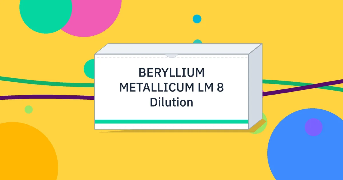 Symbolbild: Packung mit der Aufschrift BERYLLIUM METALLICUM LM 8 Dilution (PZN 12793282) – Verfügbarkeit und Bezug in Apotheken in Frankfurt am Main