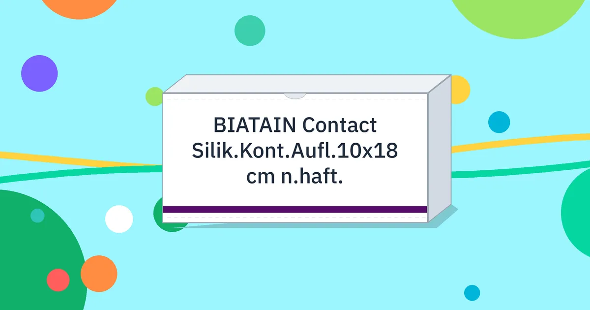 Symbolbild: Packung mit der Aufschrift BIATAIN Contact Silik.Kont.Aufl.10x18 cm n.haft. (PZN 18314118) – Verfügbarkeit und Bezug in Apotheken in Frankfurt am Main