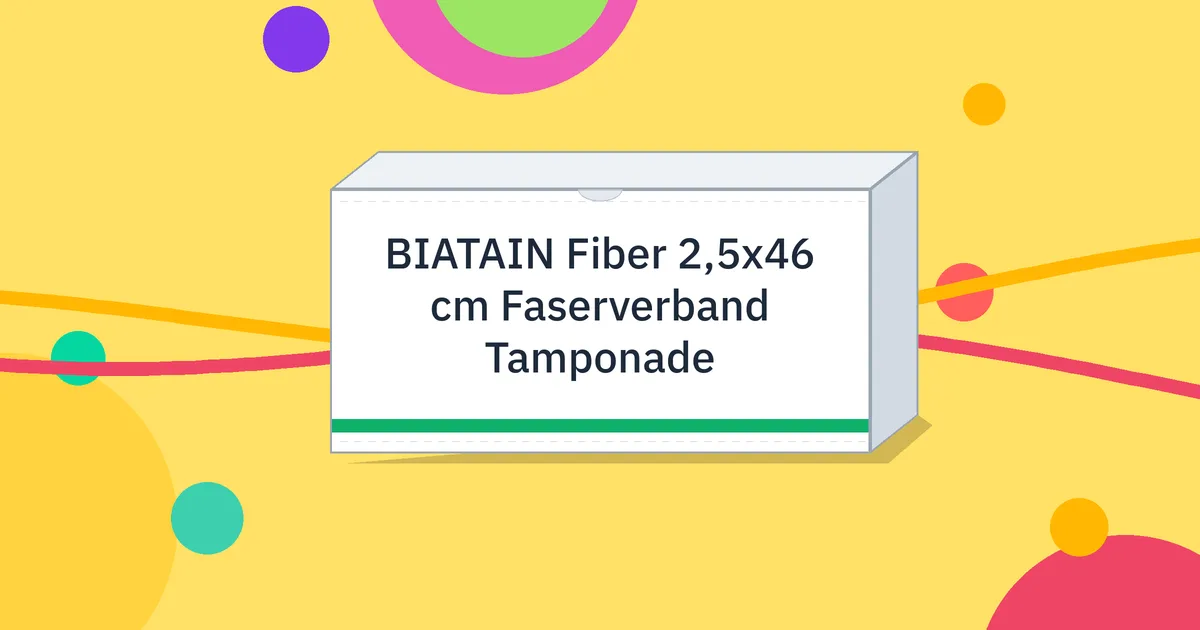 Symbolbild: Packung mit der Aufschrift BIATAIN Fiber 2,5x46 cm Faserverband Tamponade (PZN 20056876) – Verfügbarkeit und Bezug in Apotheken in Frankfurt am Main