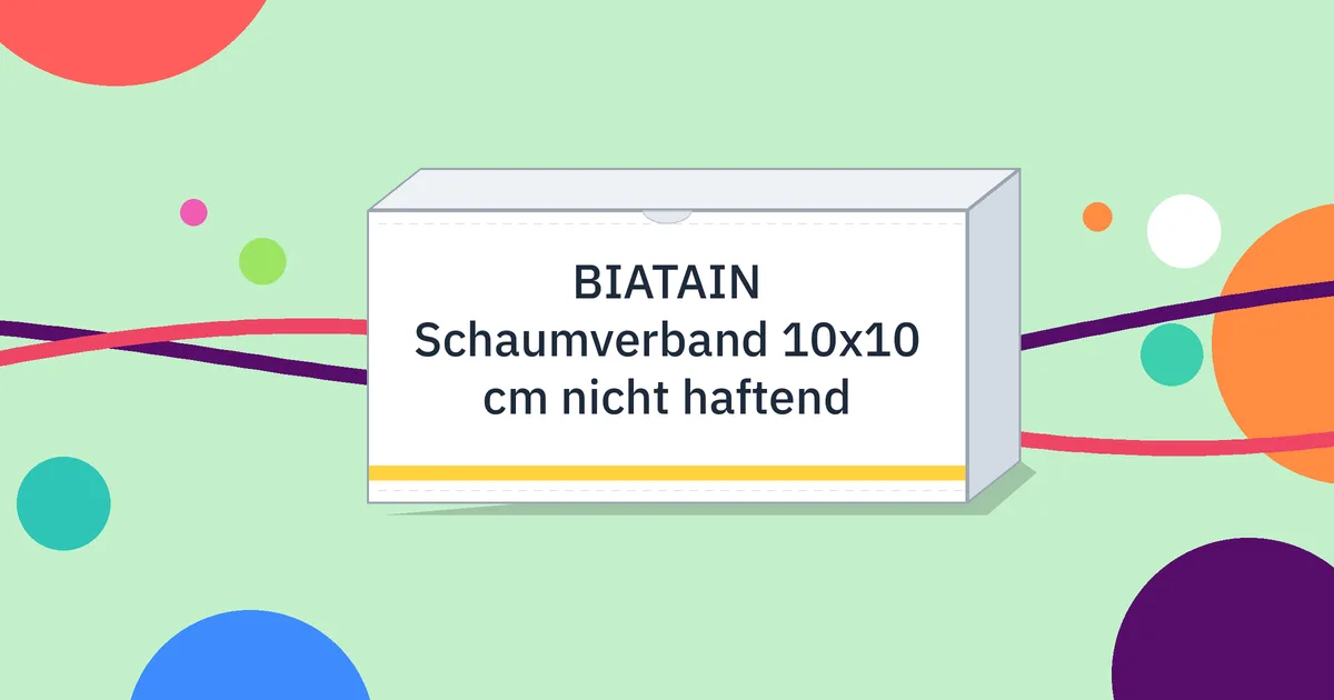 Symbolbild: Packung mit der Aufschrift BIATAIN Schaumverband 10x10 cm nicht haftend (PZN 10781984) – Verfügbarkeit und Bezug in Apotheken in Frankfurt am Main