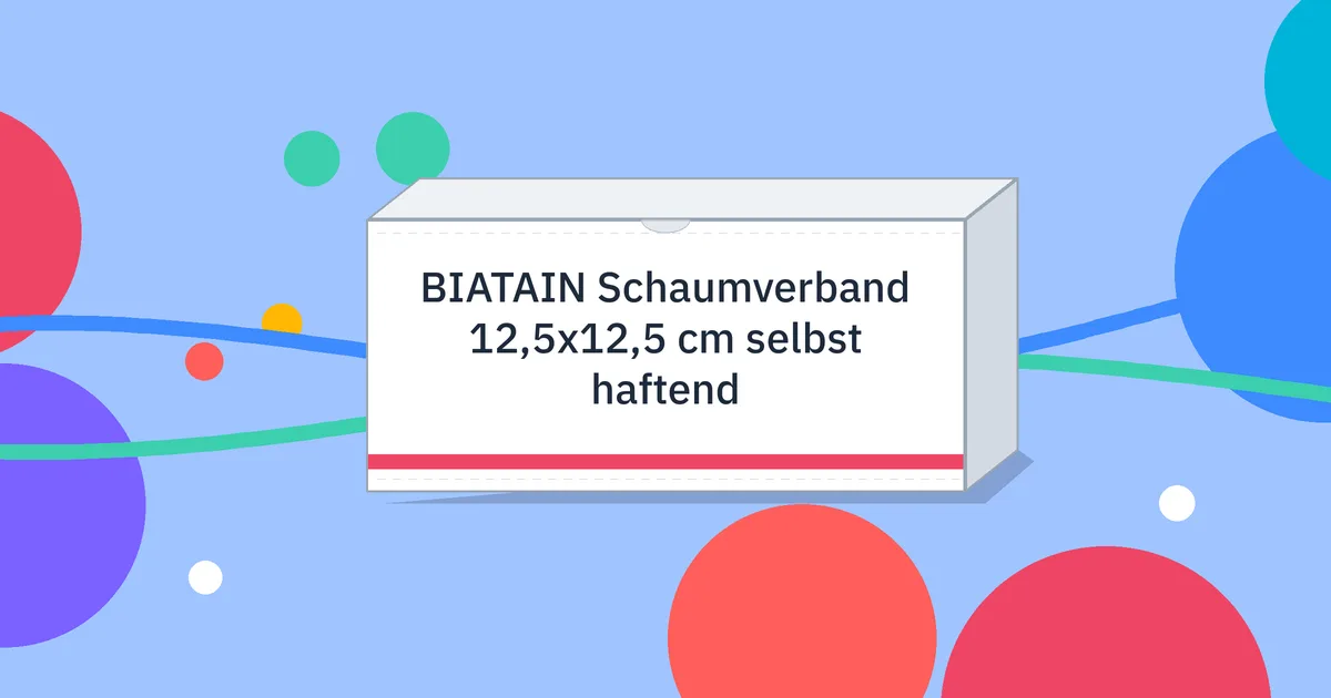 Symbolbild: Packung mit der Aufschrift BIATAIN Schaumverband 12,5x12,5 cm selbst haftend (PZN 18122689) – Verfügbarkeit und Bezug in Apotheken in Frankfurt am Main