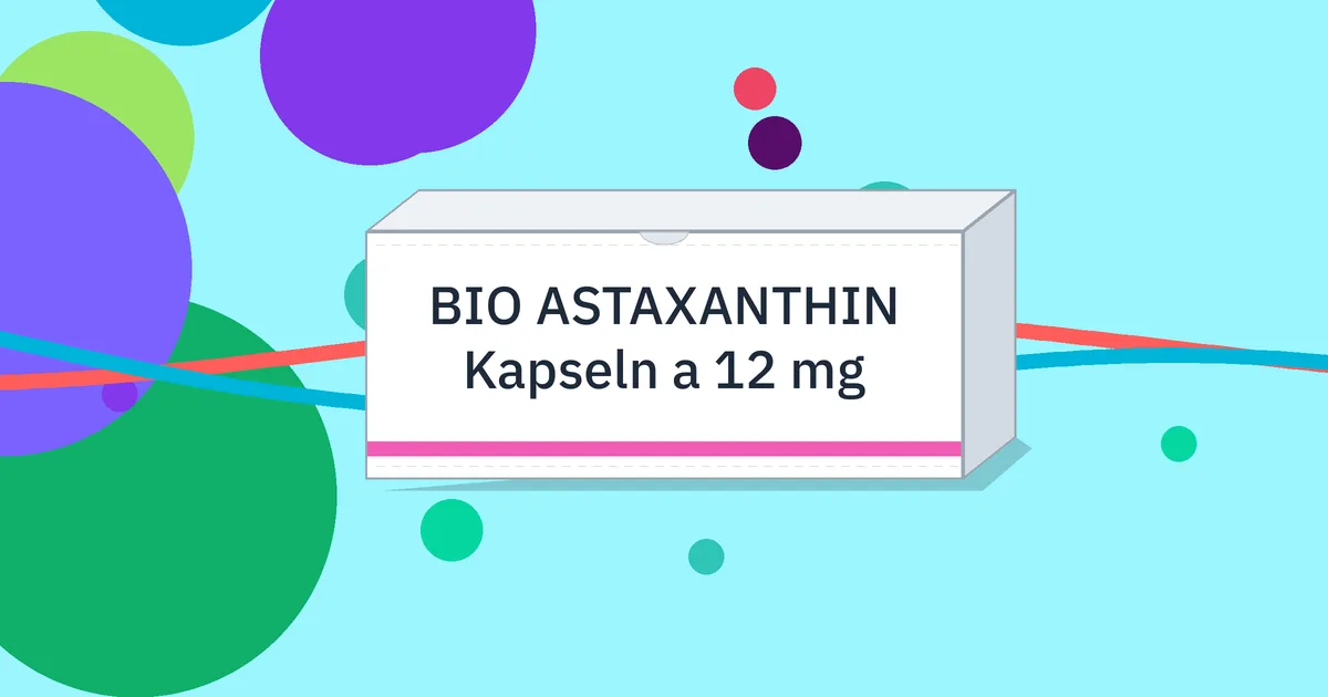 Symbolbild: Packung mit der Aufschrift BIO ASTAXANTHIN Kapseln a 12 mg (PZN 19231564) – Verfügbarkeit und Bezug in Apotheken in Frankfurt am Main