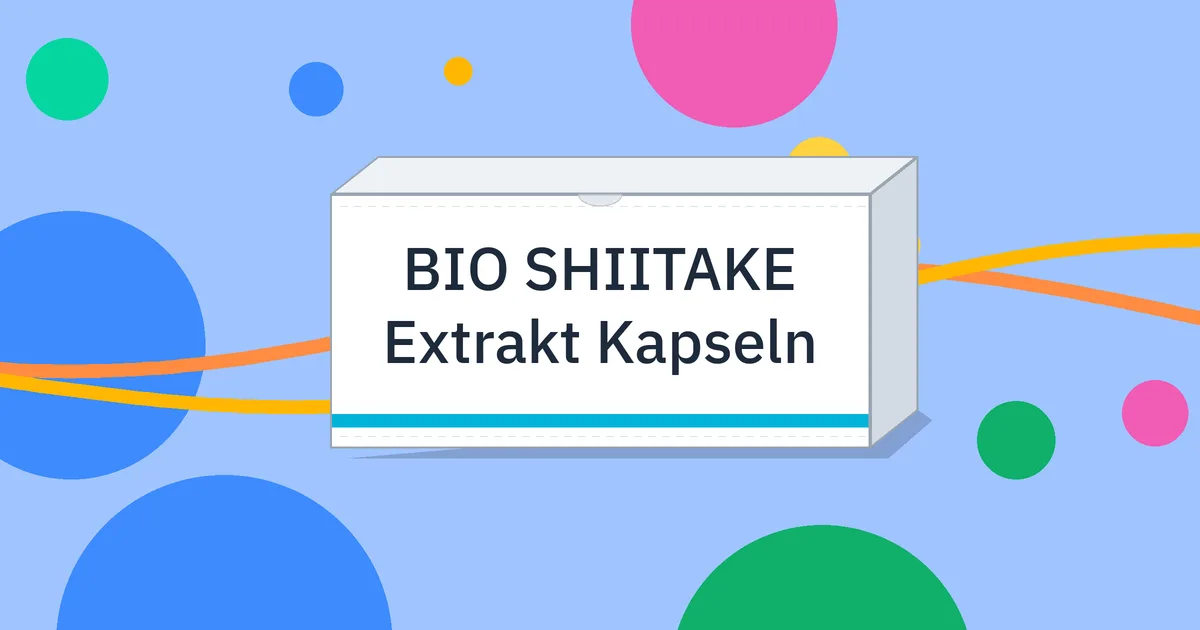Symbolbild: Packung mit der Aufschrift BIO SHIITAKE Extrakt Kapseln (PZN 11552240) – Verfügbarkeit und Bezug in Apotheken in Frankfurt am Main