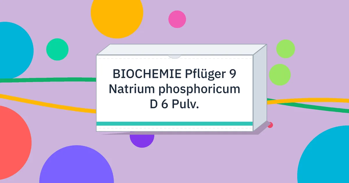 Symbolbild: Packung mit der Aufschrift BIOCHEMIE Pflüger 9 Natrium phosphoricum D 6 Pulv. (PZN 06323431) – Verfügbarkeit und Bezug in Apotheken in Frankfurt am Main