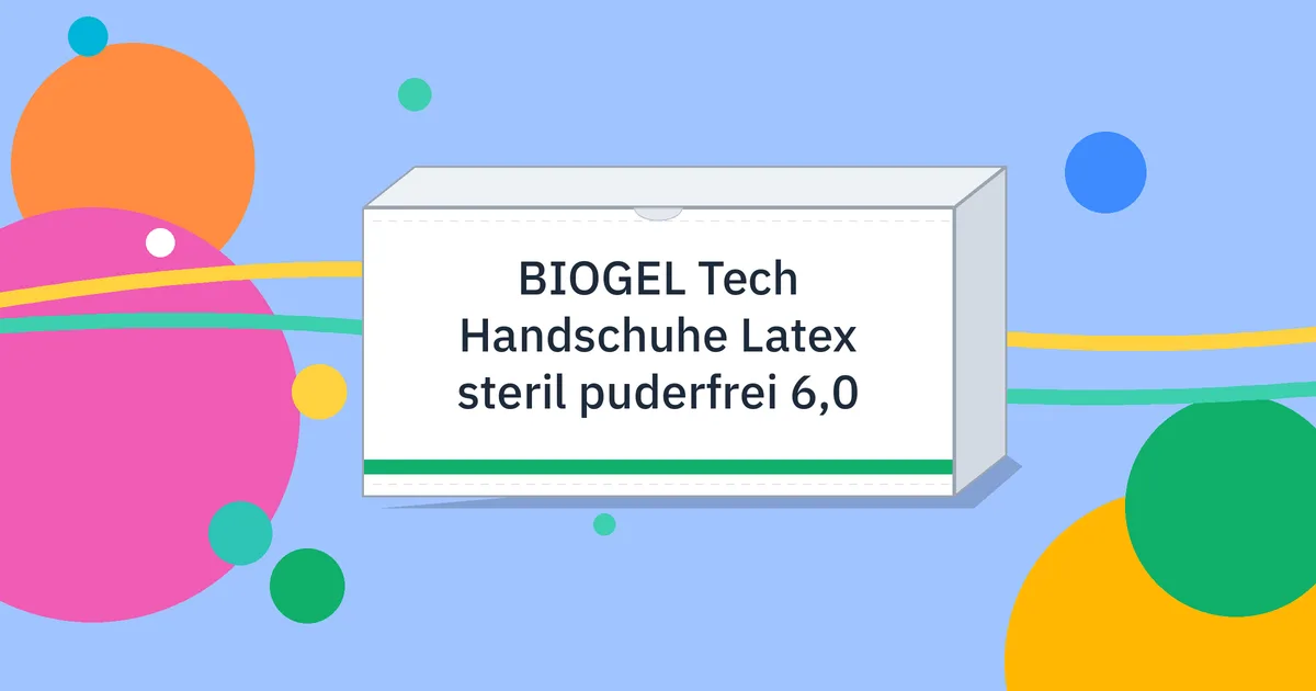 Symbolbild: Packung mit der Aufschrift BIOGEL Tech Handschuhe Latex steril puderfrei 6,0 (PZN 20867132) – Verfügbarkeit und Bezug in Apotheken in Frankfurt am Main