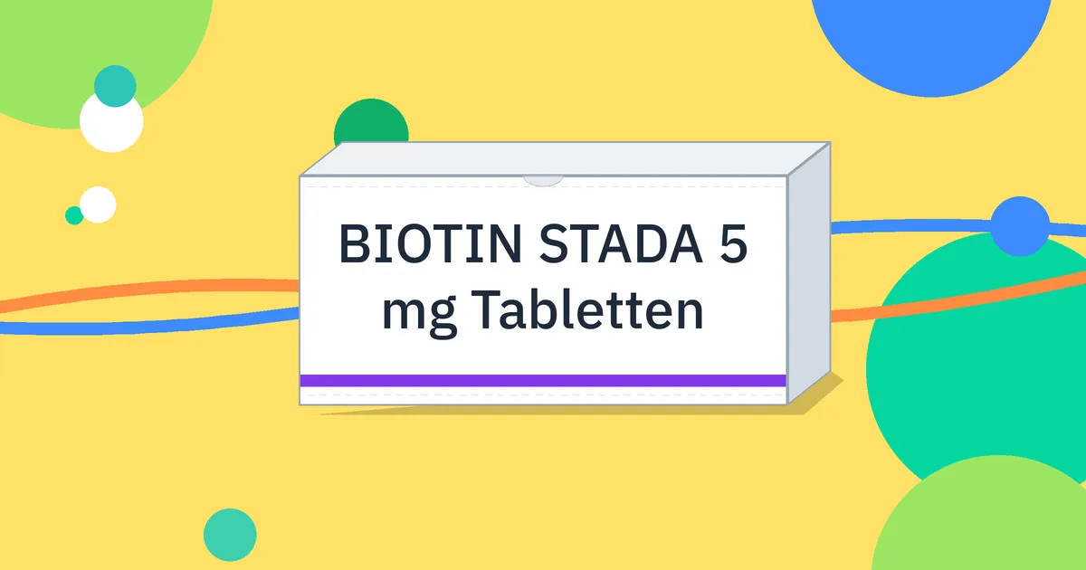 Symbolbild: Packung mit der Aufschrift BIOTIN STADA 5 mg Tabletten (PZN 01328576) – Verfügbarkeit und Bezug in Apotheken in Frankfurt am Main