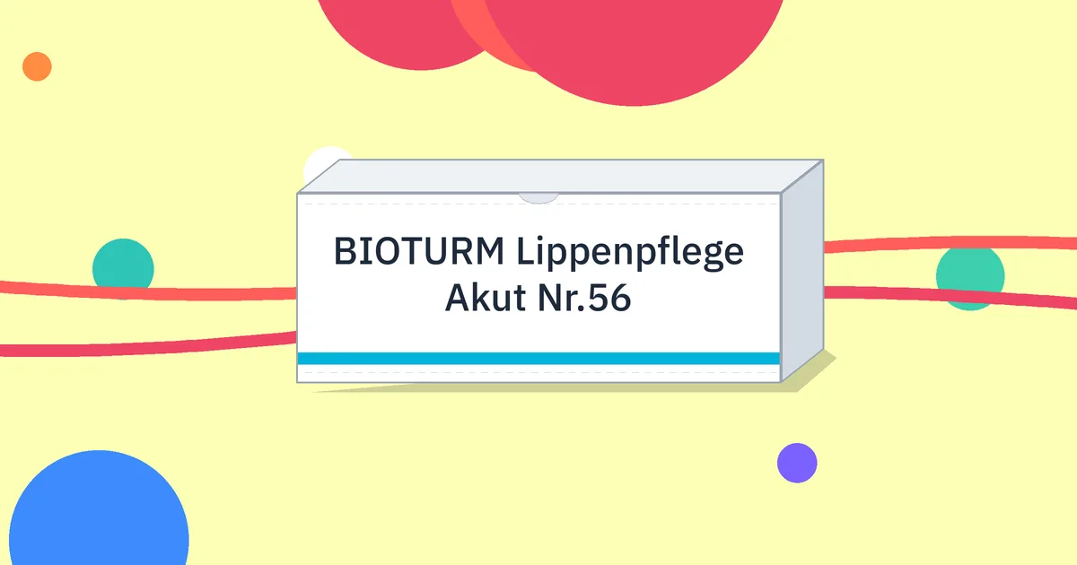 Symbolbild: Packung mit der Aufschrift BIOTURM Lippenpflege Akut Nr.56 (PZN 04346681) – Verfügbarkeit und Bezug in Apotheken in Frankfurt am Main