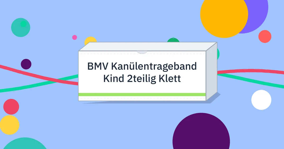 Symbolbild: Packung mit der Aufschrift BMV Kanülentrageband Kind 2teilig Klett (PZN 20542393) – Verfügbarkeit und Bezug in Apotheken in Frankfurt am Main