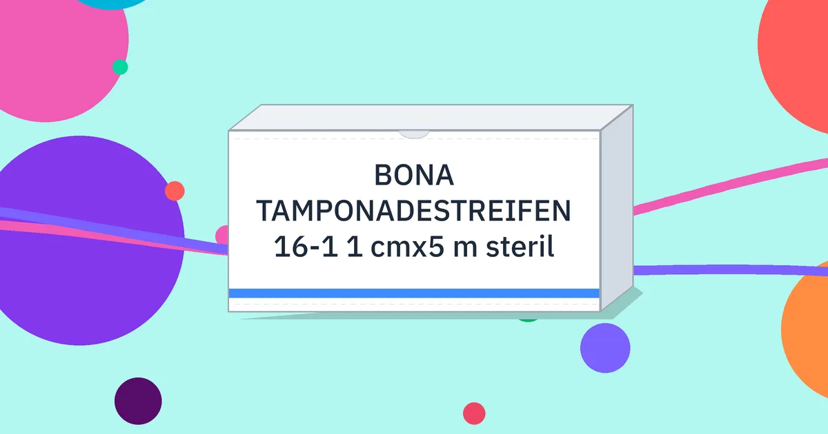 Symbolbild: Packung mit der Aufschrift BONA TAMPONADESTREIFEN 16-1 1 cmx5 m steril (PZN 00248013) – Verfügbarkeit und Bezug in Apotheken in Frankfurt am Main