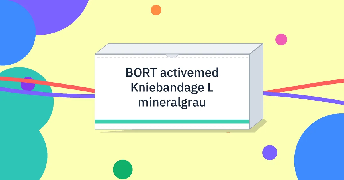Symbolbild: Packung mit der Aufschrift BORT activemed Kniebandage L mineralgrau (PZN 12602000) – Verfügbarkeit und Bezug in Apotheken in Frankfurt am Main