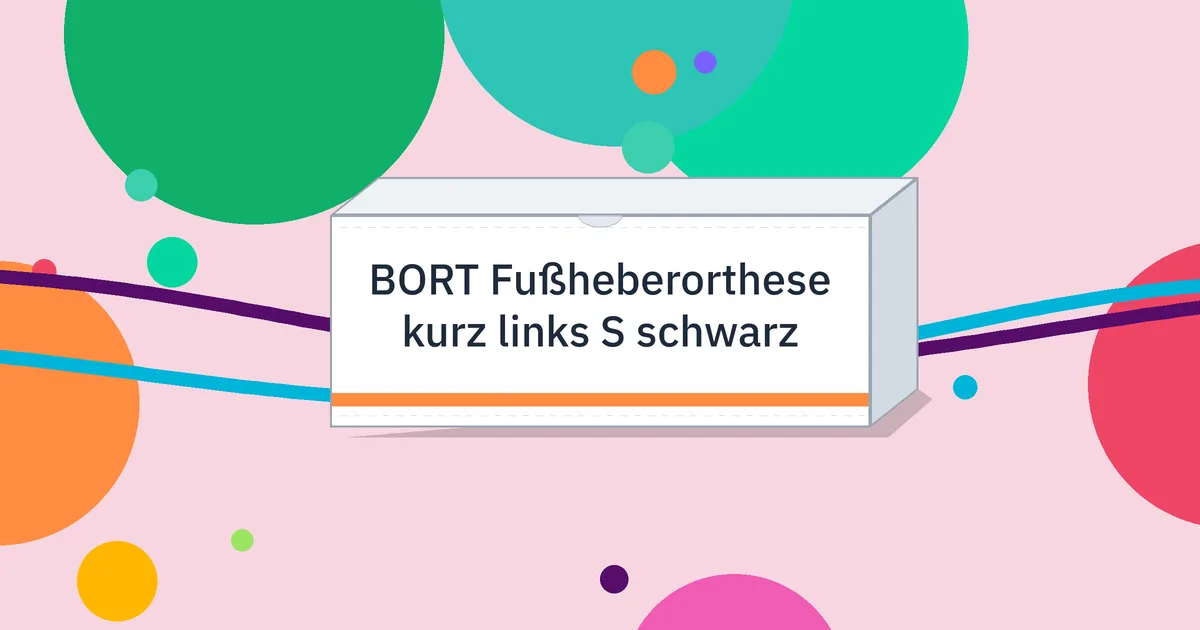 Symbolbild: Packung mit der Aufschrift BORT Fußheberorthese kurz links S schwarz (PZN 07668379) – Verfügbarkeit und Bezug in Apotheken in Frankfurt am Main