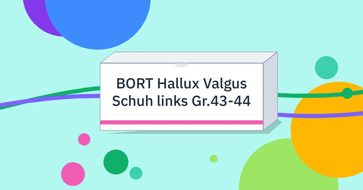 Symbolbild: Packung mit der Aufschrift BORT Hallux Valgus Schuh links Gr.43-44 (PZN 08528137) – Verfügbarkeit und Bezug in Apotheken in Frankfurt am Main