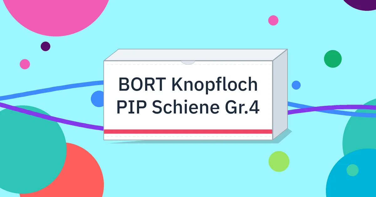 Symbolbild: Packung mit der Aufschrift BORT Knopfloch PIP Schiene Gr.4 (PZN 16847069) – Verfügbarkeit und Bezug in Apotheken in Frankfurt am Main