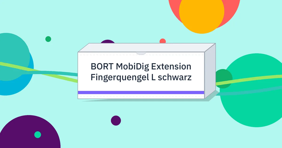 Symbolbild: Packung mit der Aufschrift BORT MobiDig Extension Fingerquengel L schwarz (PZN 03808300) – Verfügbarkeit und Bezug in Apotheken in Frankfurt am Main
