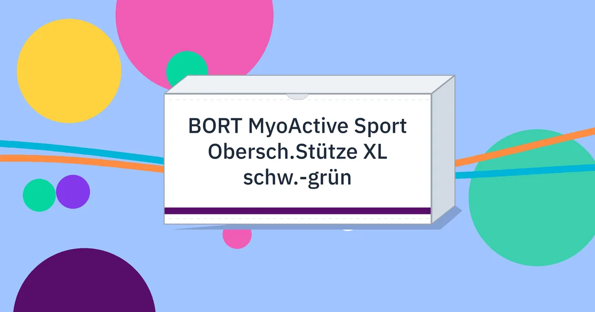 Symbolbild: Packung mit der Aufschrift BORT MyoActive Sport Obersch.Stütze XL schw.-grün (PZN 11582005) – Verfügbarkeit und Bezug in Apotheken in Frankfurt am Main
