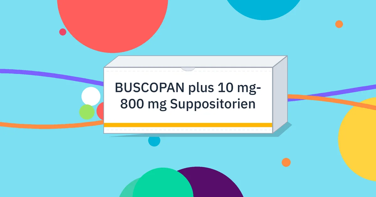 Symbolbild: Packung mit der Aufschrift BUSCOPAN plus 10 mg-800 mg Suppositorien (PZN 02483669) – Verfügbarkeit und Bezug in Apotheken in Frankfurt am Main