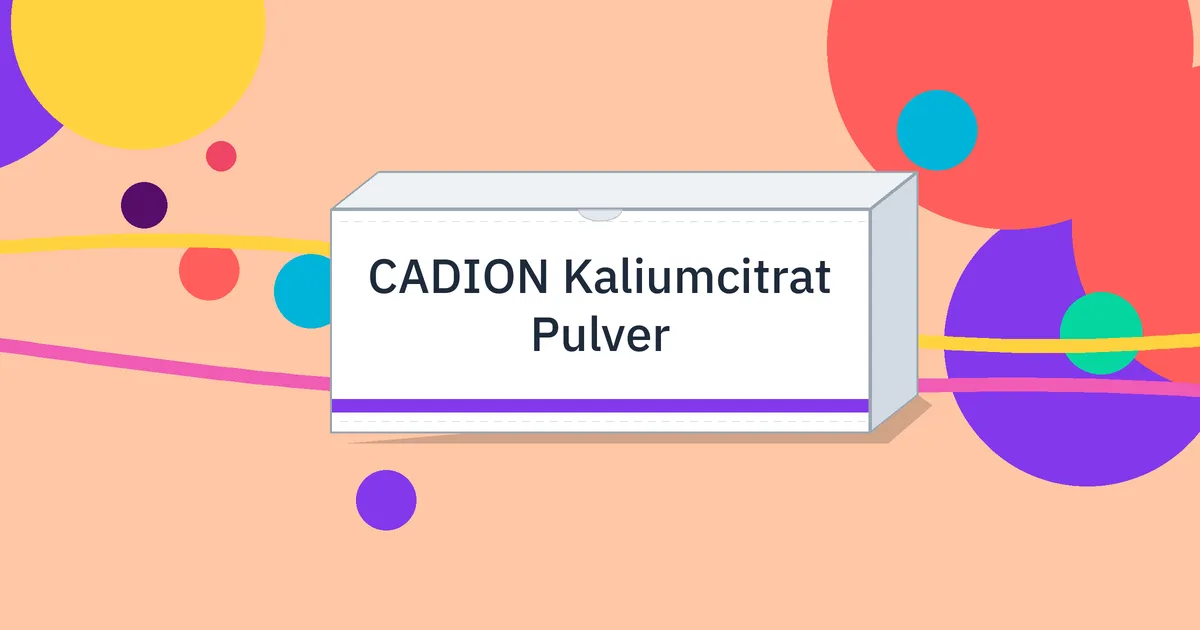 Symbolbild: Packung mit der Aufschrift CADION Kaliumcitrat Pulver (PZN 15577455) – Verfügbarkeit und Bezug in Apotheken in Frankfurt am Main