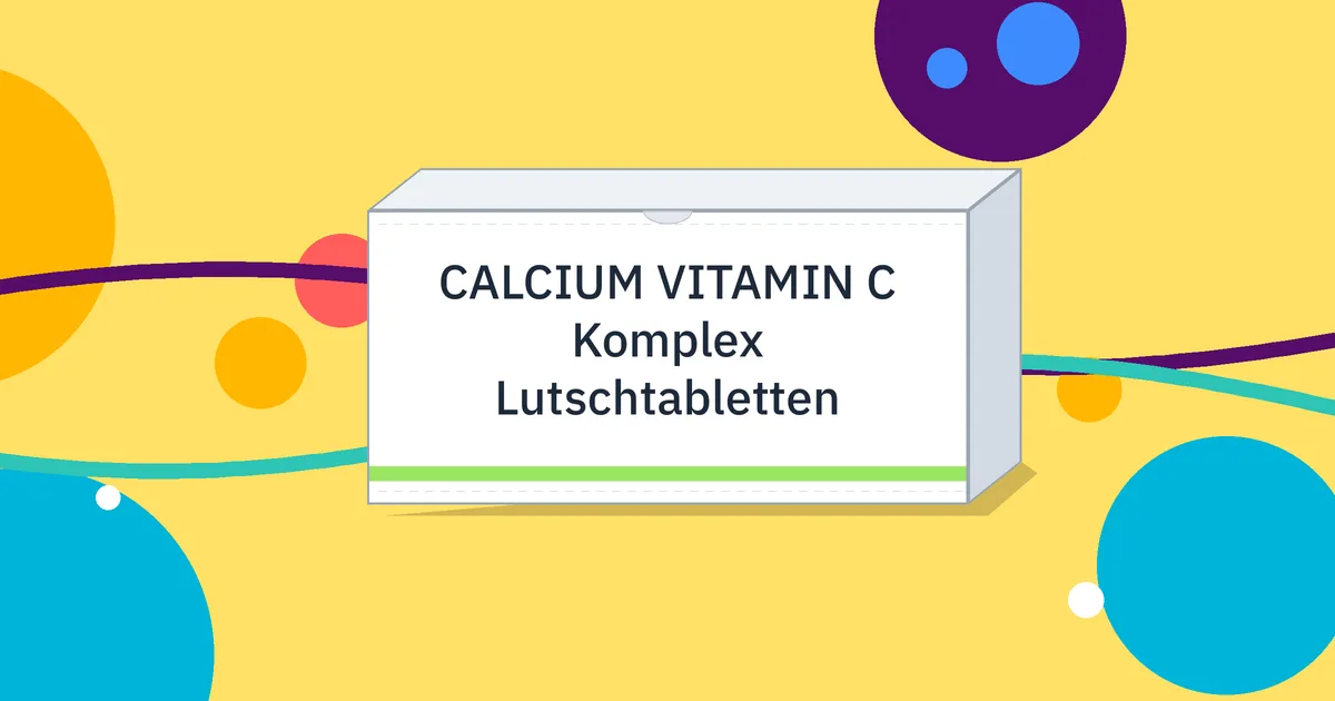 Symbolbild: Packung mit der Aufschrift CALCIUM VITAMIN C Komplex Lutschtabletten (PZN 20575719) – Verfügbarkeit und Bezug in Apotheken in Frankfurt am Main