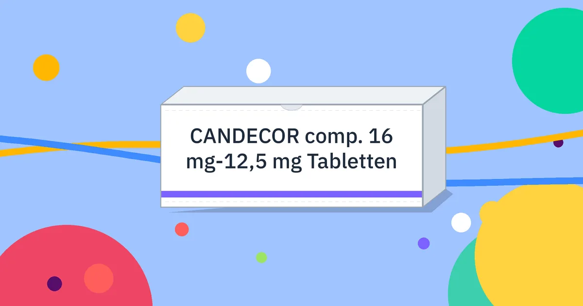 Symbolbild: Packung mit der Aufschrift CANDECOR comp. 16 mg-12,5 mg Tabletten (PZN 09633592) – Verfügbarkeit und Bezug in Apotheken in Frankfurt am Main