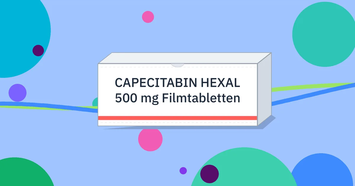 Symbolbild: Packung mit der Aufschrift CAPECITABIN HEXAL 500 mg Filmtabletten (PZN 08867069) – Verfügbarkeit und Bezug in Apotheken in Frankfurt am Main