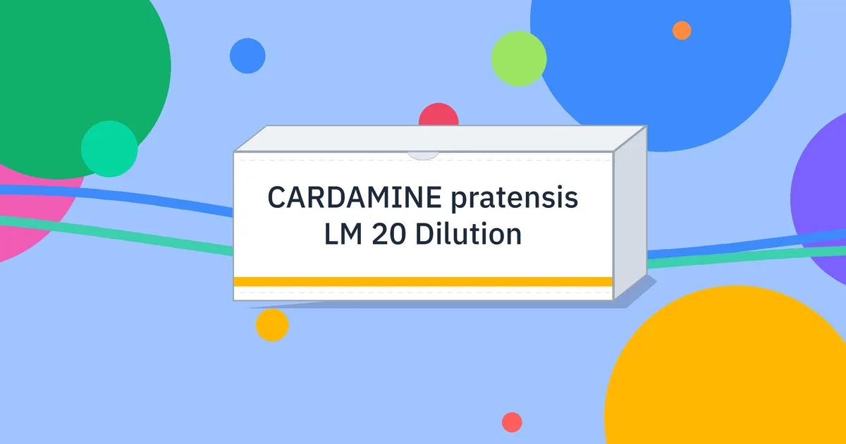 Symbolbild: Packung mit der Aufschrift CARDAMINE pratensis LM 20 Dilution (PZN 13429236) – Verfügbarkeit und Bezug in Apotheken in Frankfurt am Main