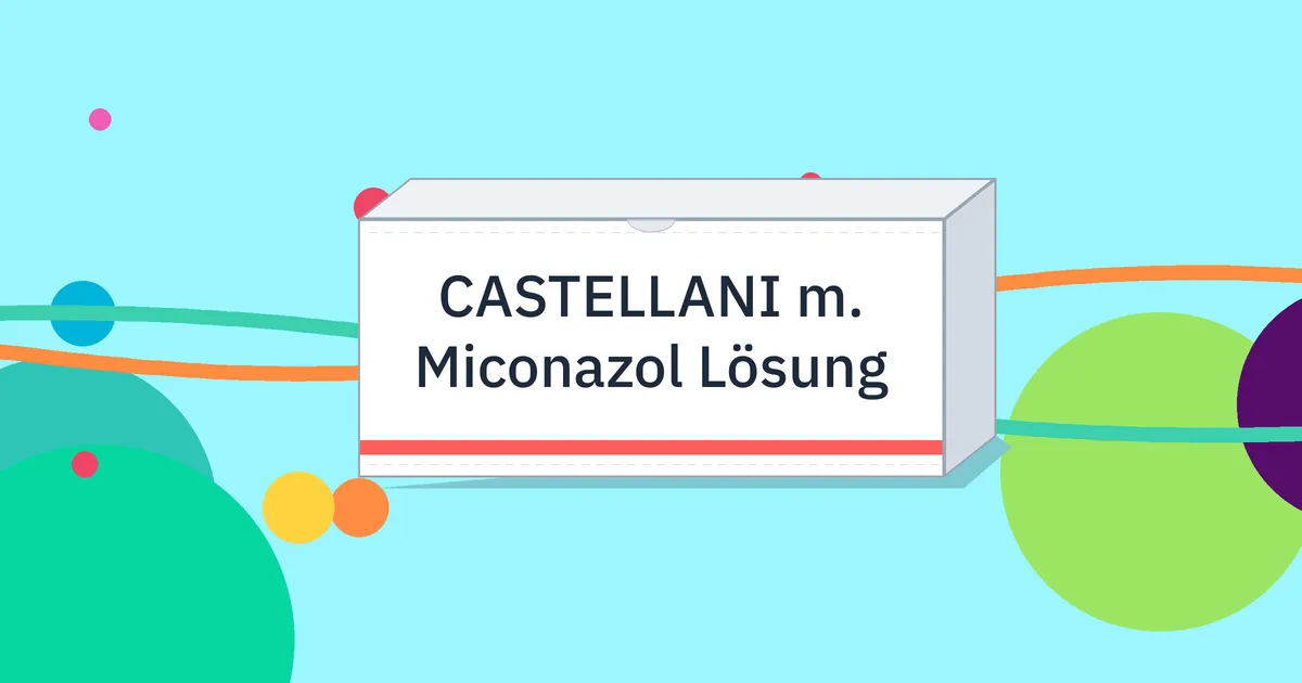 Symbolbild: Packung mit der Aufschrift CASTELLANI m. Miconazol Lösung (PZN 00912758) – Verfügbarkeit und Bezug in Apotheken in Frankfurt am Main