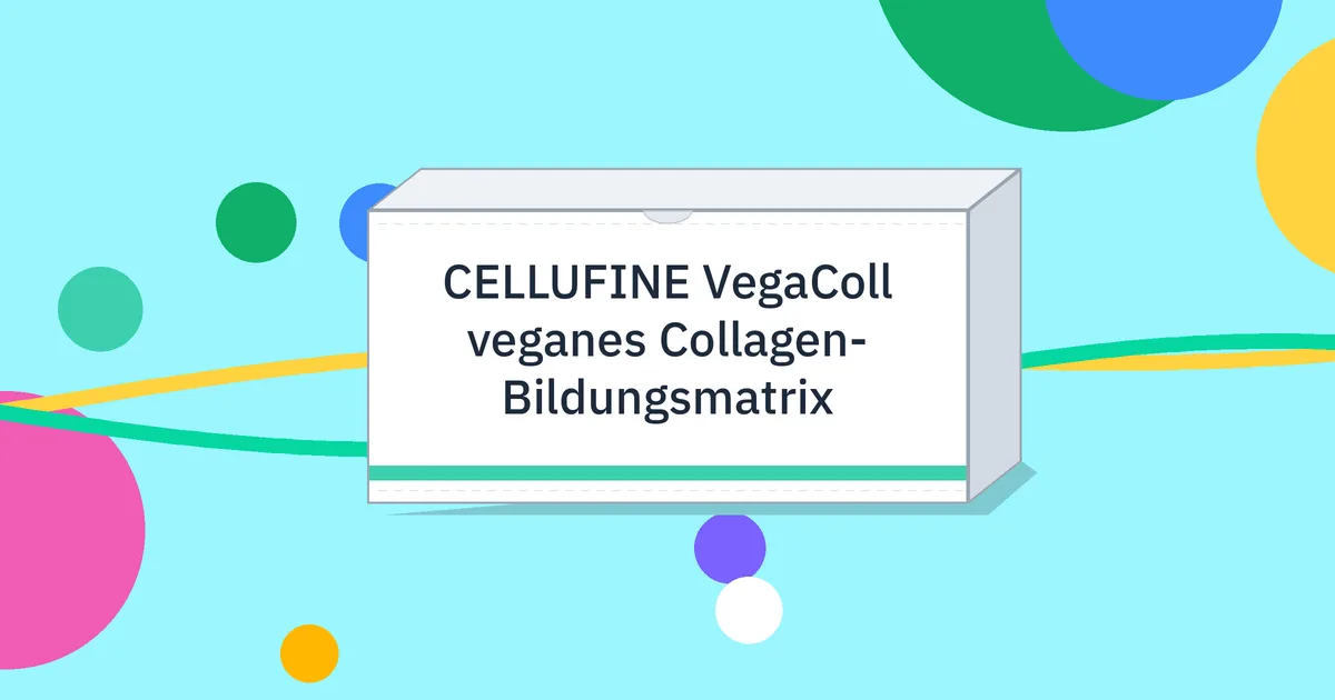 Symbolbild: Packung mit der Aufschrift CELLUFINE VegaColl veganes Collagen-Bildungsmatrix (PZN 16000410) – Verfügbarkeit und Bezug in Apotheken in Frankfurt am Main