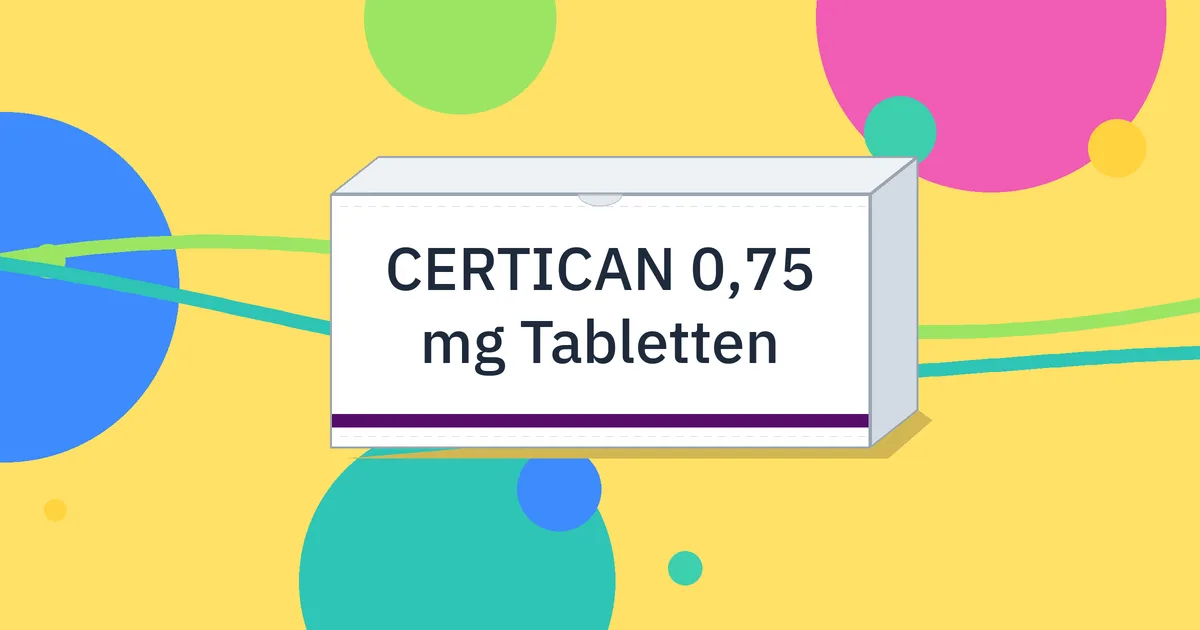 Symbolbild: Packung mit der Aufschrift CERTICAN 0,75 mg Tabletten (PZN 06582598) – Verfügbarkeit und Bezug in Apotheken in Frankfurt am Main