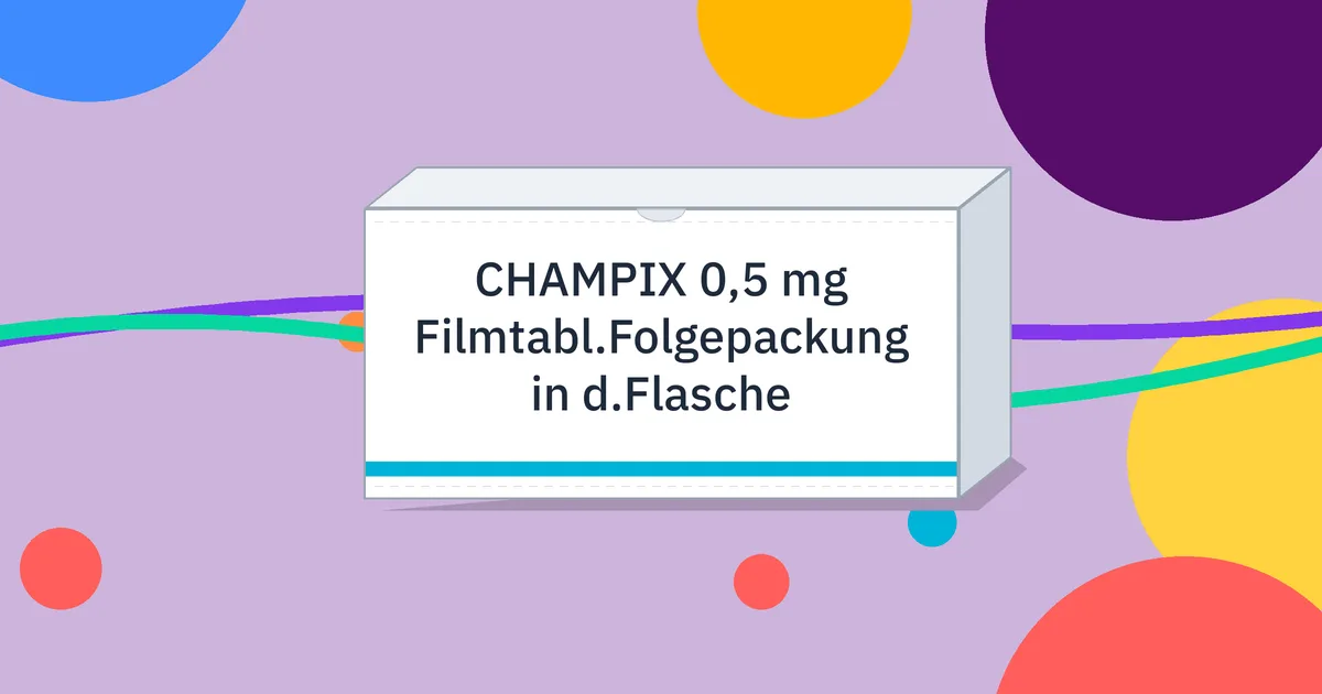 Symbolbild: Packung mit der Aufschrift CHAMPIX 0,5 mg Filmtabl.Folgepackung in d.Flasche (PZN 20131974) – Verfügbarkeit und Bezug in Apotheken in Frankfurt am Main
