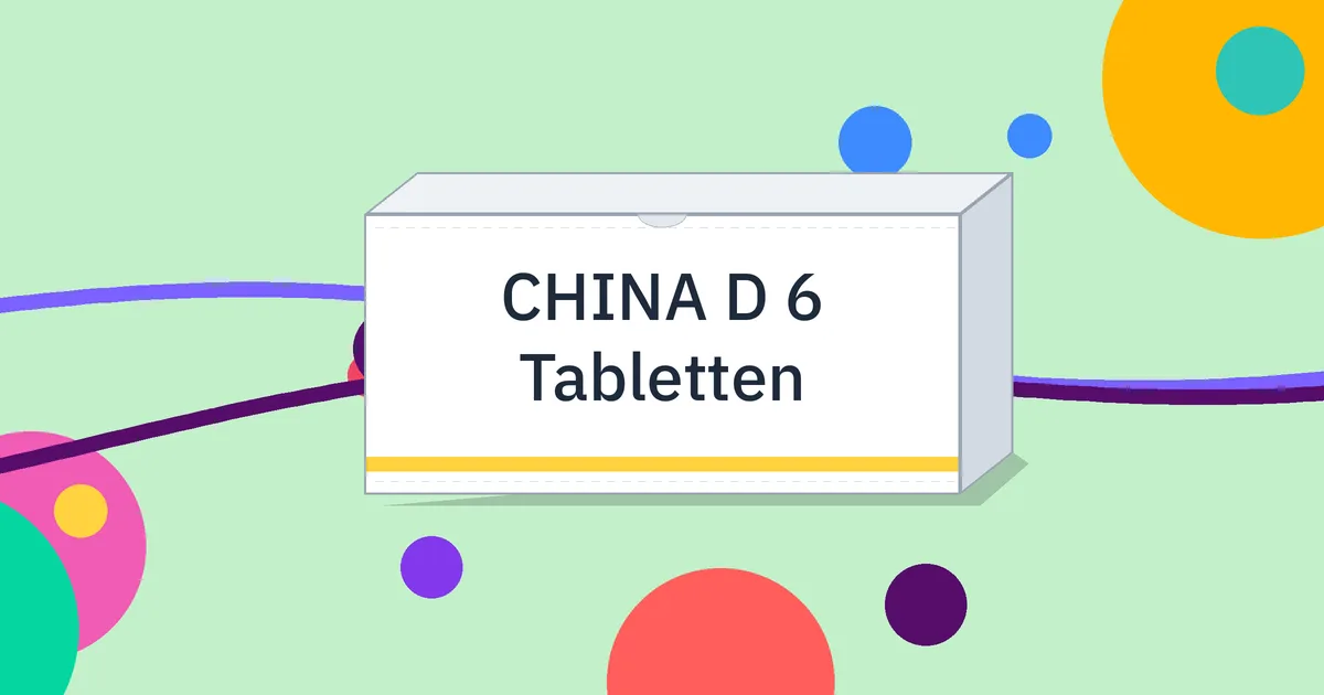 Symbolbild: Packung mit der Aufschrift CHINA D 6 Tabletten (PZN 02112559) – Verfügbarkeit und Bezug in Apotheken in Frankfurt am Main