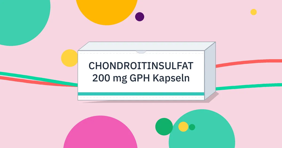 Symbolbild: Packung mit der Aufschrift CHONDROITINSULFAT 200 mg GPH Kapseln (PZN 09721764) – Verfügbarkeit und Bezug in Apotheken in Frankfurt am Main