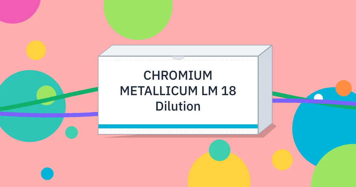 Symbolbild: Packung mit der Aufschrift CHROMIUM METALLICUM LM 18 Dilution (PZN 12817858) – Verfügbarkeit und Bezug in Apotheken in Frankfurt am Main