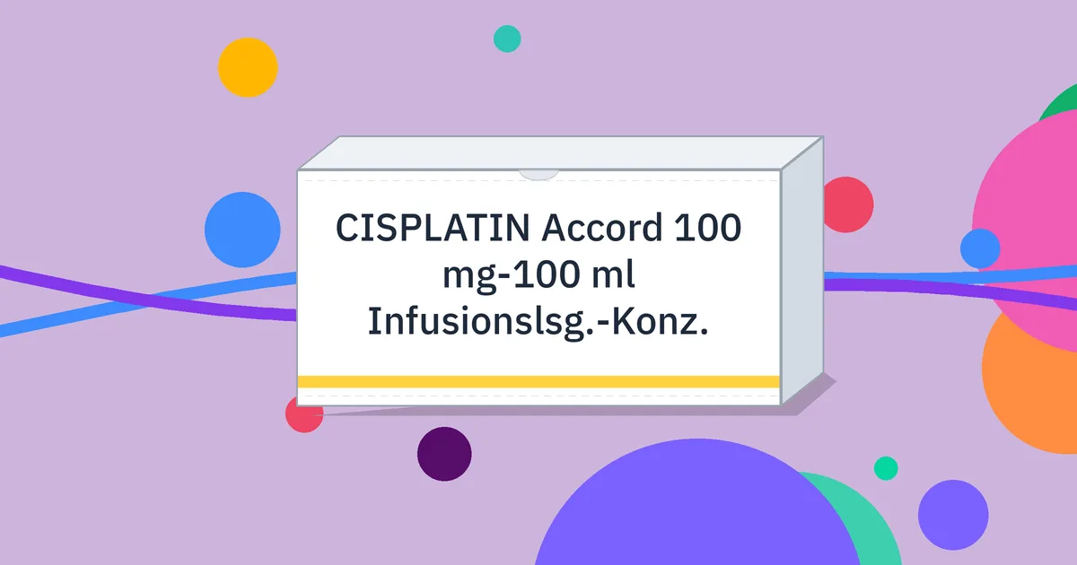 Symbolbild: Packung mit der Aufschrift CISPLATIN Accord 100 mg-100 ml Infusionslsg.-Konz. (PZN 00370955) – Verfügbarkeit und Bezug in Apotheken in Frankfurt am Main