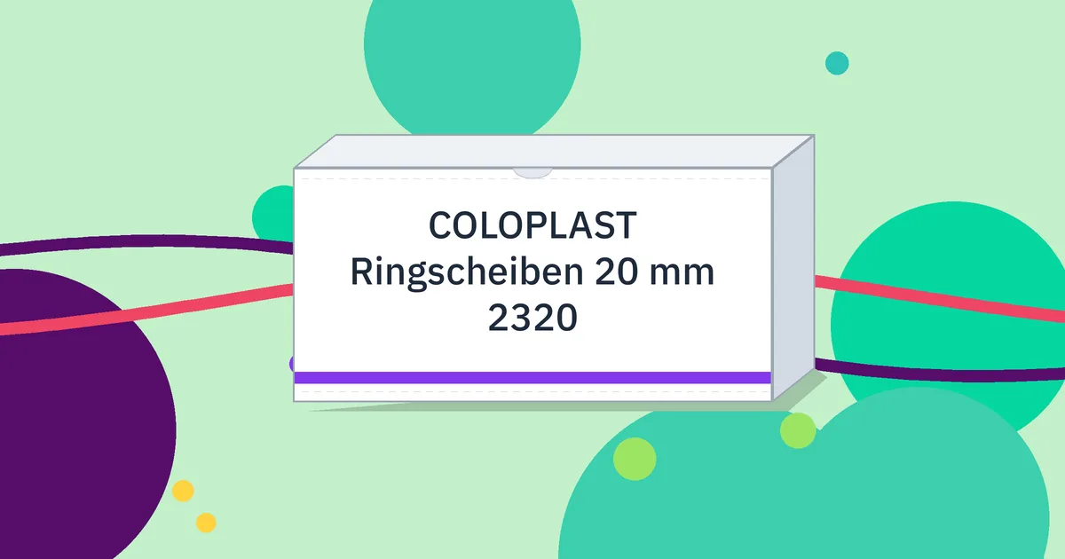 Symbolbild: Packung mit der Aufschrift COLOPLAST Ringscheiben 20 mm 2320 (PZN 02298831) – Verfügbarkeit und Bezug in Apotheken in Frankfurt am Main