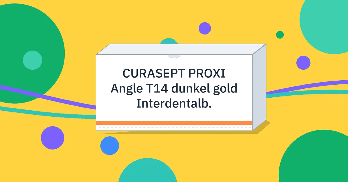 Symbolbild: Packung mit der Aufschrift CURASEPT PROXI Angle T14 dunkel gold Interdentalb. (PZN 17610286) – Verfügbarkeit und Bezug in Apotheken in Frankfurt am Main