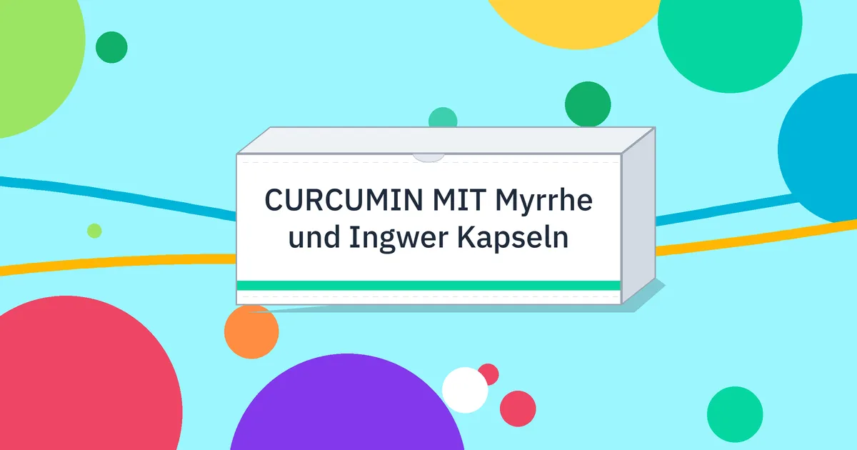 Symbolbild: Packung mit der Aufschrift CURCUMIN MIT Myrrhe und Ingwer Kapseln (PZN 16893069) – Verfügbarkeit und Bezug in Apotheken in Frankfurt am Main