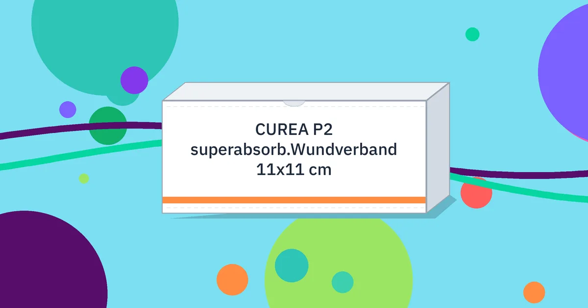 Symbolbild: Packung mit der Aufschrift CUREA P2 superabsorb.Wundverband 11x11 cm (PZN 11114296) – Verfügbarkeit und Bezug in Apotheken in Frankfurt am Main