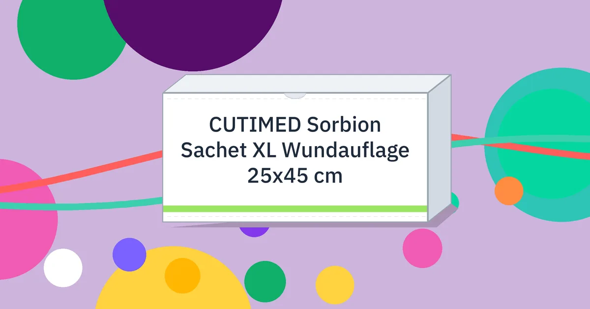 Symbolbild: Packung mit der Aufschrift CUTIMED Sorbion Sachet XL Wundauflage 25x45 cm (PZN 16788970) – Verfügbarkeit und Bezug in Apotheken in Frankfurt am Main