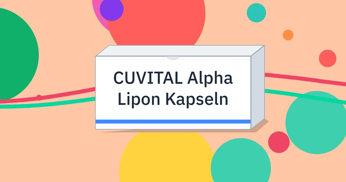 Symbolbild: Packung mit der Aufschrift CUVITAL Alpha Lipon Kapseln (PZN 01797839) – Verfügbarkeit und Bezug in Apotheken in Frankfurt am Main