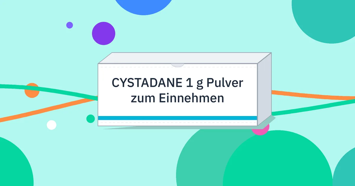 Symbolbild: Packung mit der Aufschrift CYSTADANE 1 g Pulver zum Einnehmen (PZN 19850971) – Verfügbarkeit und Bezug in Apotheken in Frankfurt am Main