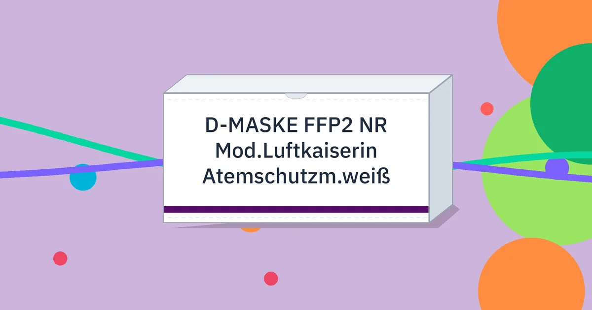 Symbolbild: Packung mit der Aufschrift D-MASKE FFP2 NR Mod.Luftkaiserin Atemschutzm.weiß (PZN 18065744) – Verfügbarkeit und Bezug in Apotheken in Frankfurt am Main
