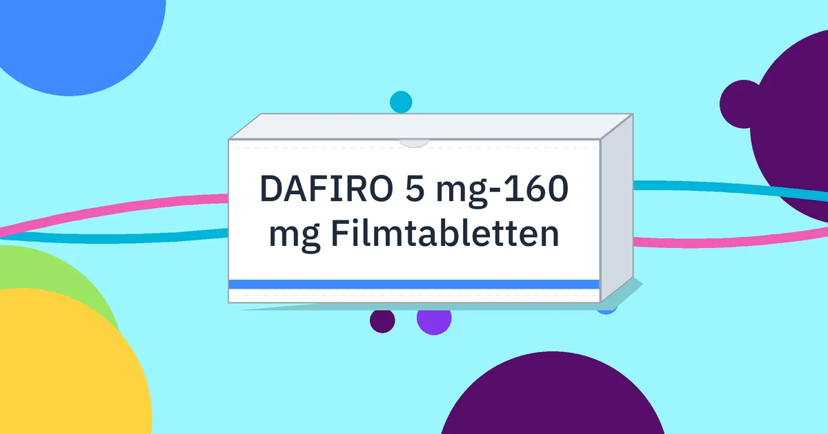 Symbolbild: Packung mit der Aufschrift DAFIRO 5 mg-160 mg Filmtabletten (PZN 11143990) – Verfügbarkeit und Bezug in Apotheken in Frankfurt am Main
