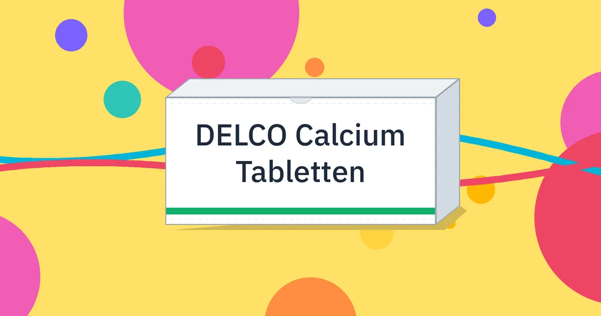 Symbolbild: Packung mit der Aufschrift DELCO Calcium Tabletten (PZN 19127401) – Verfügbarkeit und Bezug in Apotheken in Frankfurt am Main