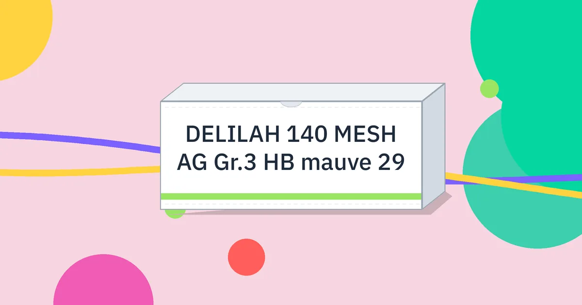 Symbolbild: Packung mit der Aufschrift DELILAH 140 MESH AG Gr.3 HB mauve 29 (PZN 13849607) – Verfügbarkeit und Bezug in Apotheken in Frankfurt am Main