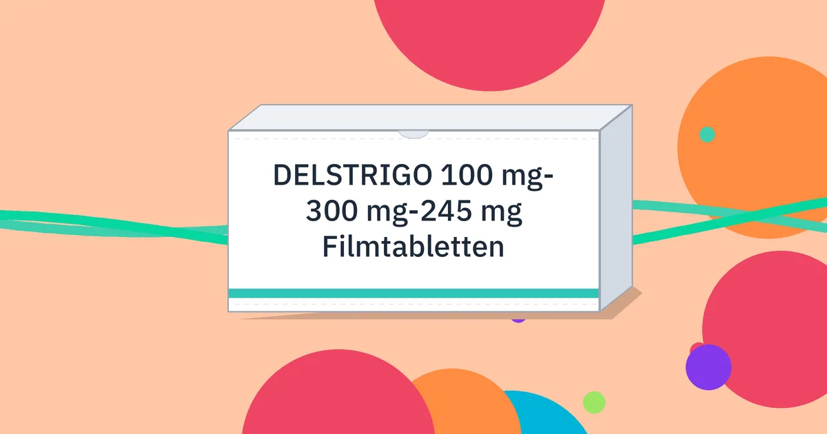 Symbolbild: Packung mit der Aufschrift DELSTRIGO 100 mg-300 mg-245 mg Filmtabletten (PZN 19507049) – Verfügbarkeit und Bezug in Apotheken in Frankfurt am Main