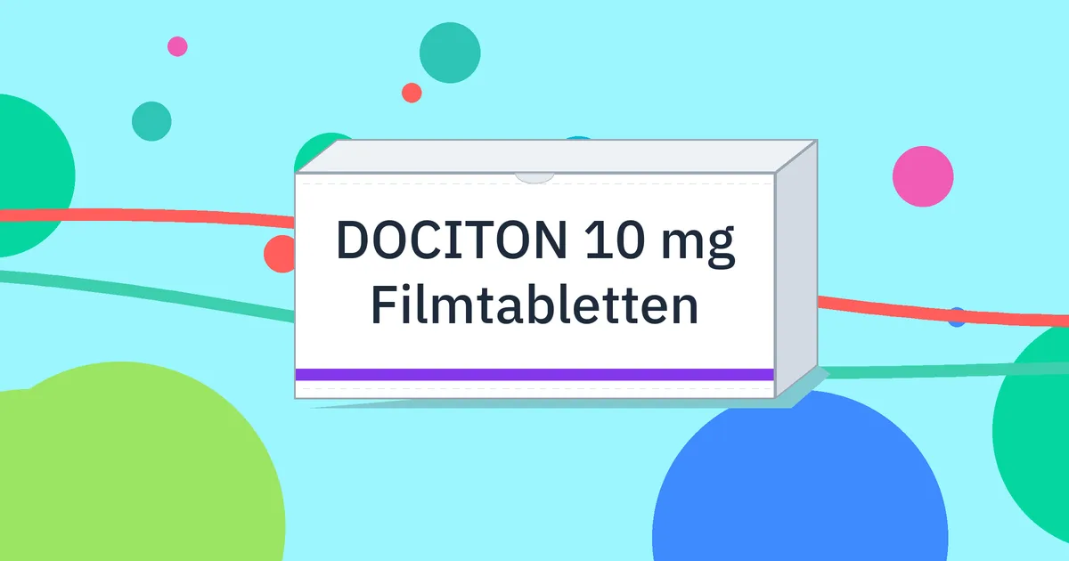 Symbolbild: Packung mit der Aufschrift DOCITON 10 mg Filmtabletten (PZN 00292965) – Verfügbarkeit und Bezug in Apotheken in Frankfurt am Main
