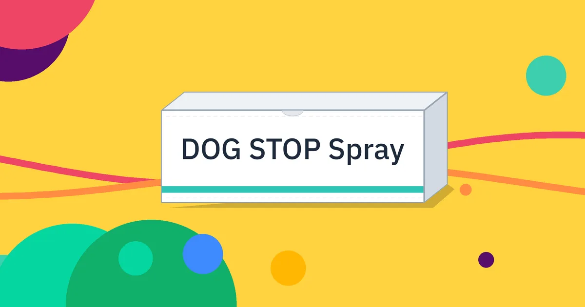 Symbolbild: Packung mit der Aufschrift DOG STOP Spray (PZN 00170239) – Verfügbarkeit und Bezug in Apotheken in Frankfurt am Main