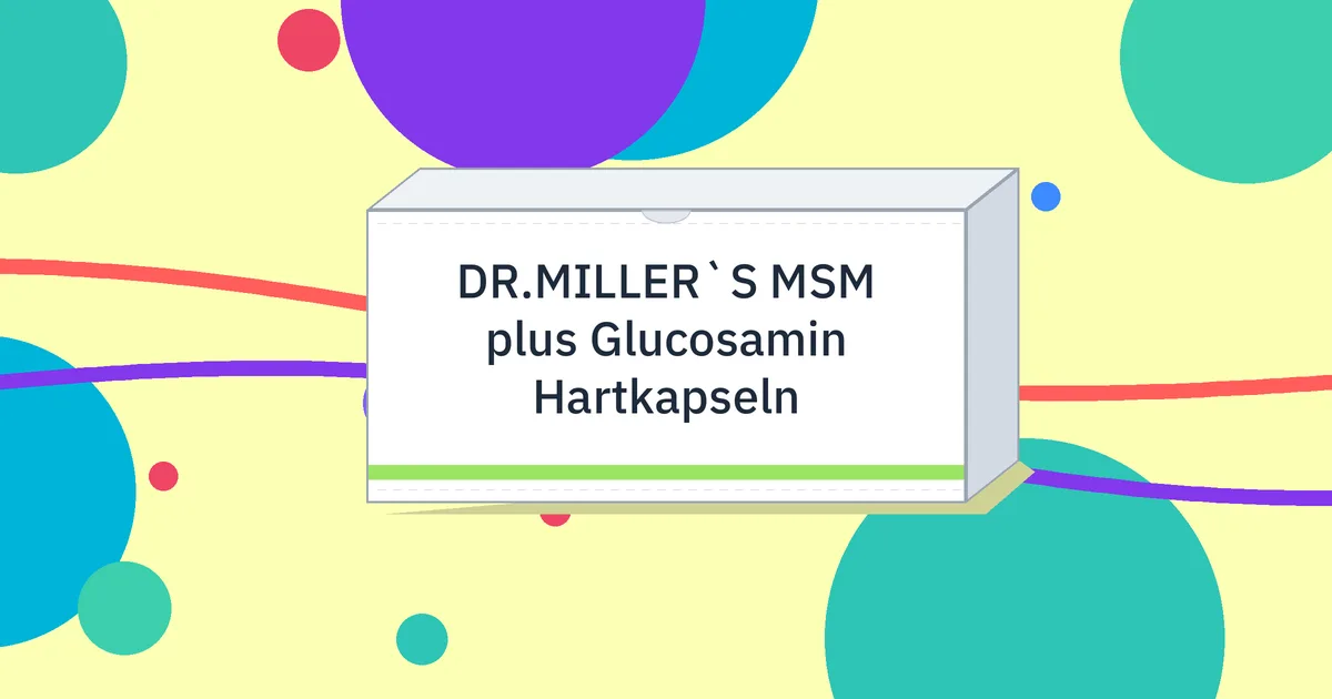 Symbolbild: Packung mit der Aufschrift DR.MILLER`S MSM plus Glucosamin Hartkapseln (PZN 11181016) – Verfügbarkeit und Bezug in Apotheken in Frankfurt am Main